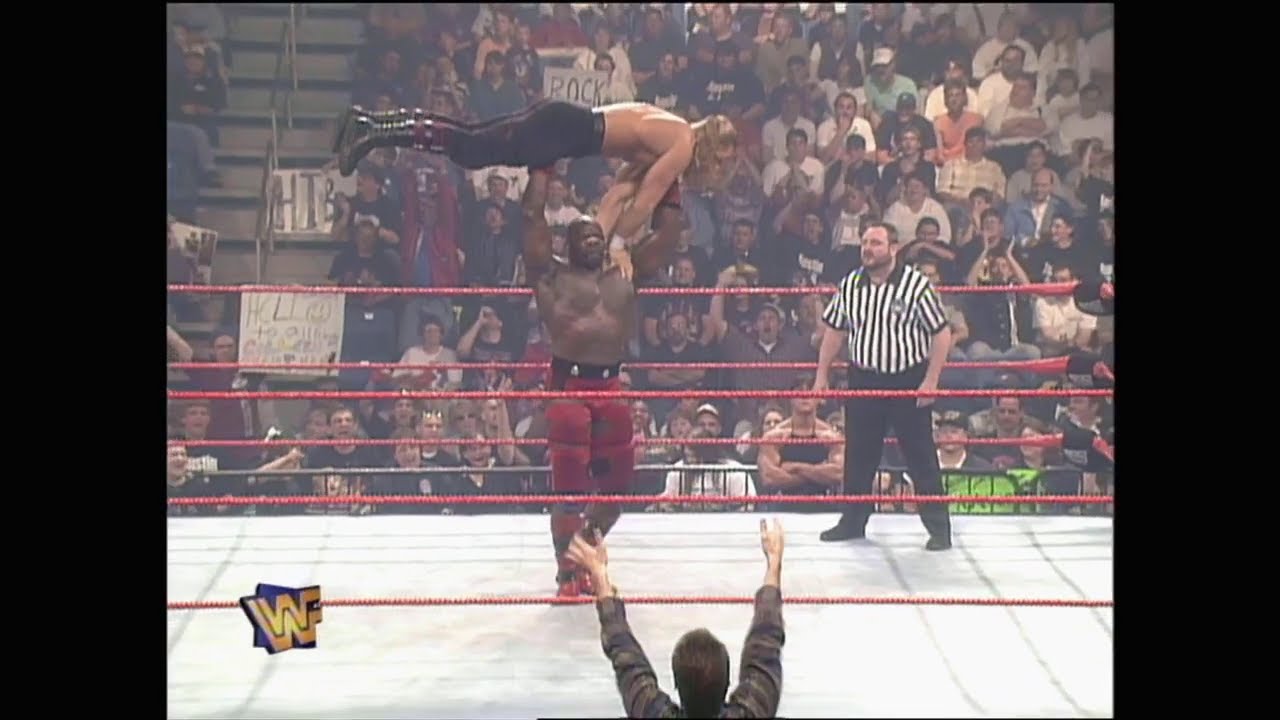 Triple H vs Ahmed Johnson - Round 1 1997 KOTR match. Chyna hits Ahmed ...