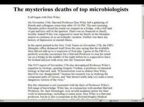 Eugenics, Depopulation & Dead Microbiologists HTS 011908 p2 - YouTube
