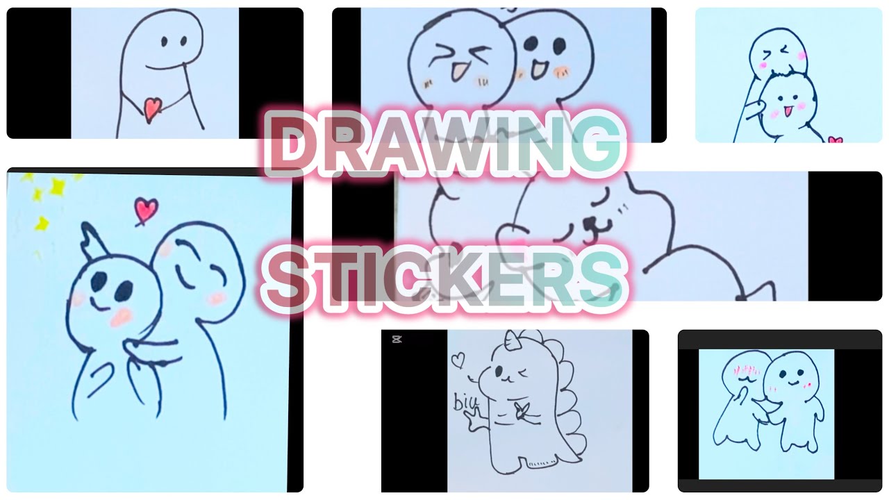 Cute Stickers Drawing | Easy stickers drawing | How to draw a cute ...