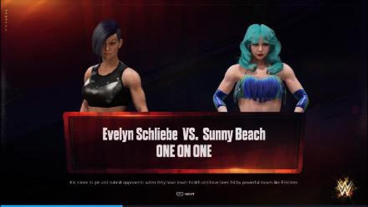 WWE 2K24 One on One - Evelyn Schliebe vs Sunny Beach - YouTube