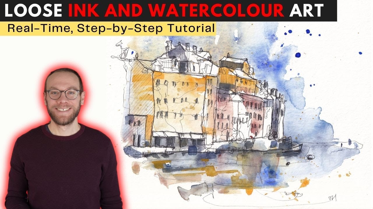 Watercolor Coastal Town: Step-by-Step Line and Wash with Loose Ink and ...