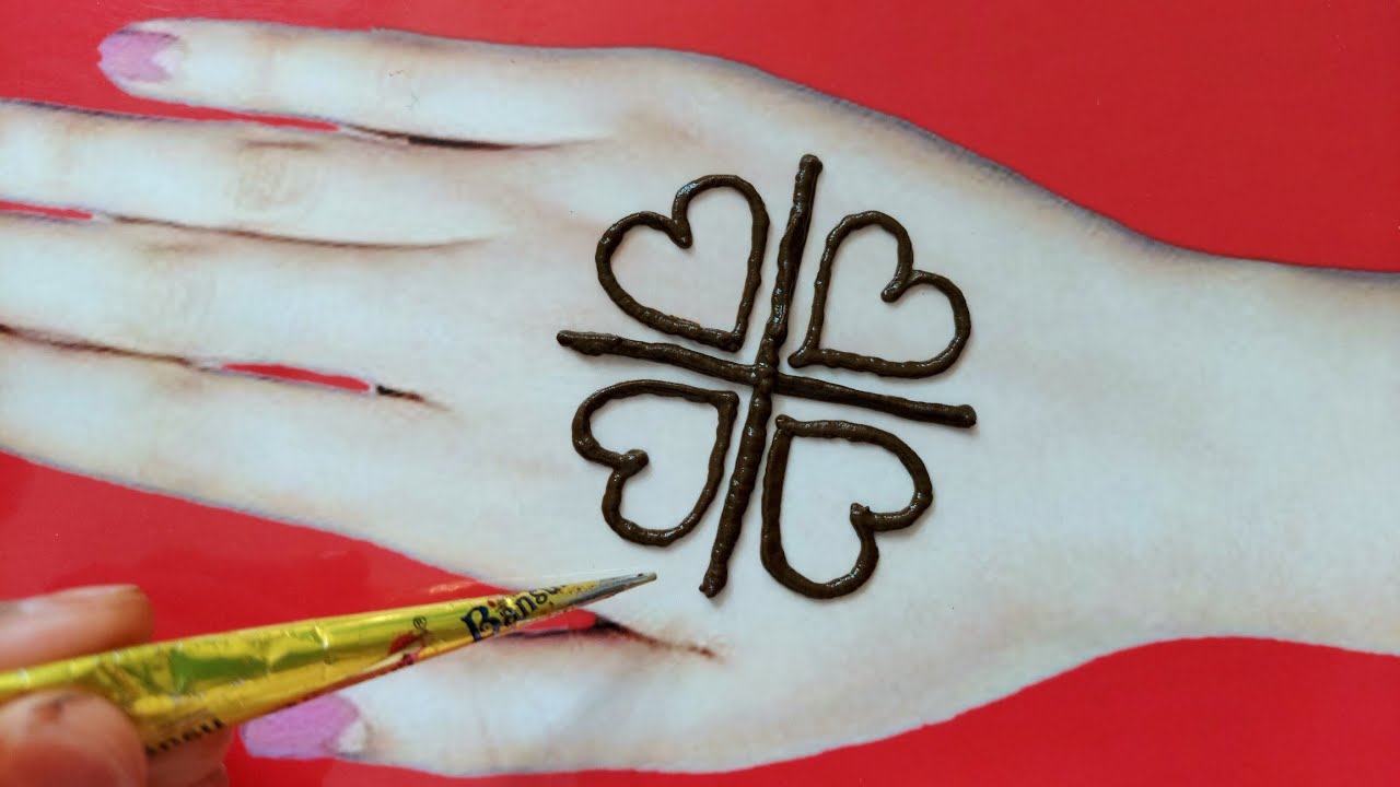 Very easy and very beautiful heart shape mehndi design for backhand ...