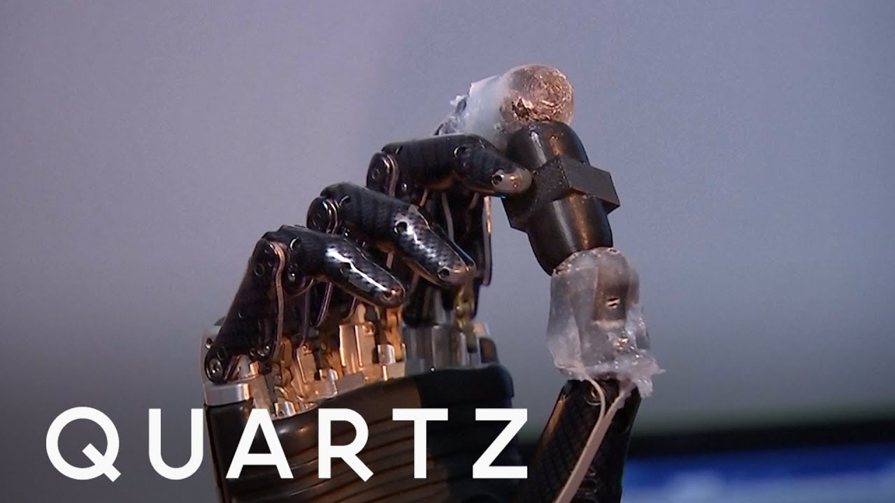 Electronic skin that lets prosthetic limbs "feel" - YouTube