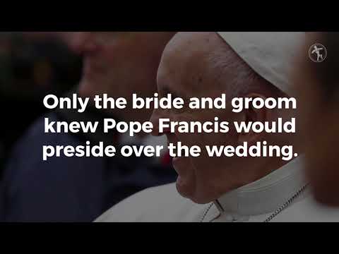 Pope Francis surprises guests at Vatican wedding