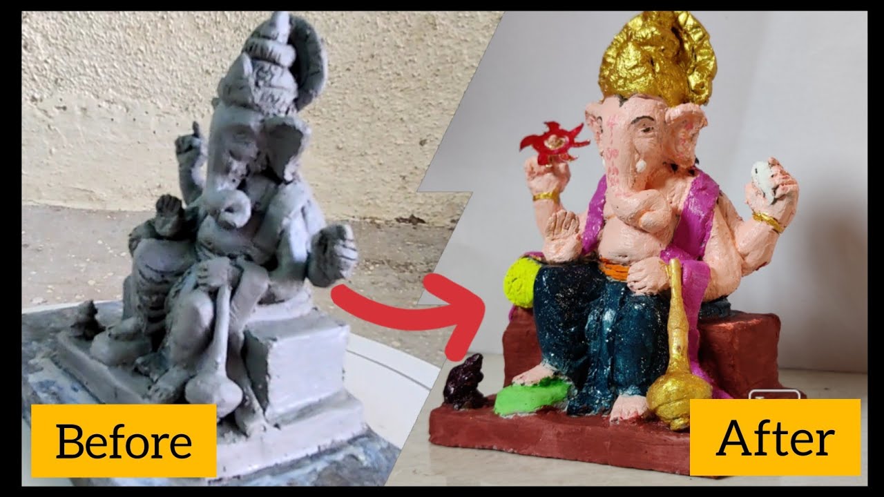 Ganesh murti painting easy | Best Ganesha idol Painting | ganpati idol ...