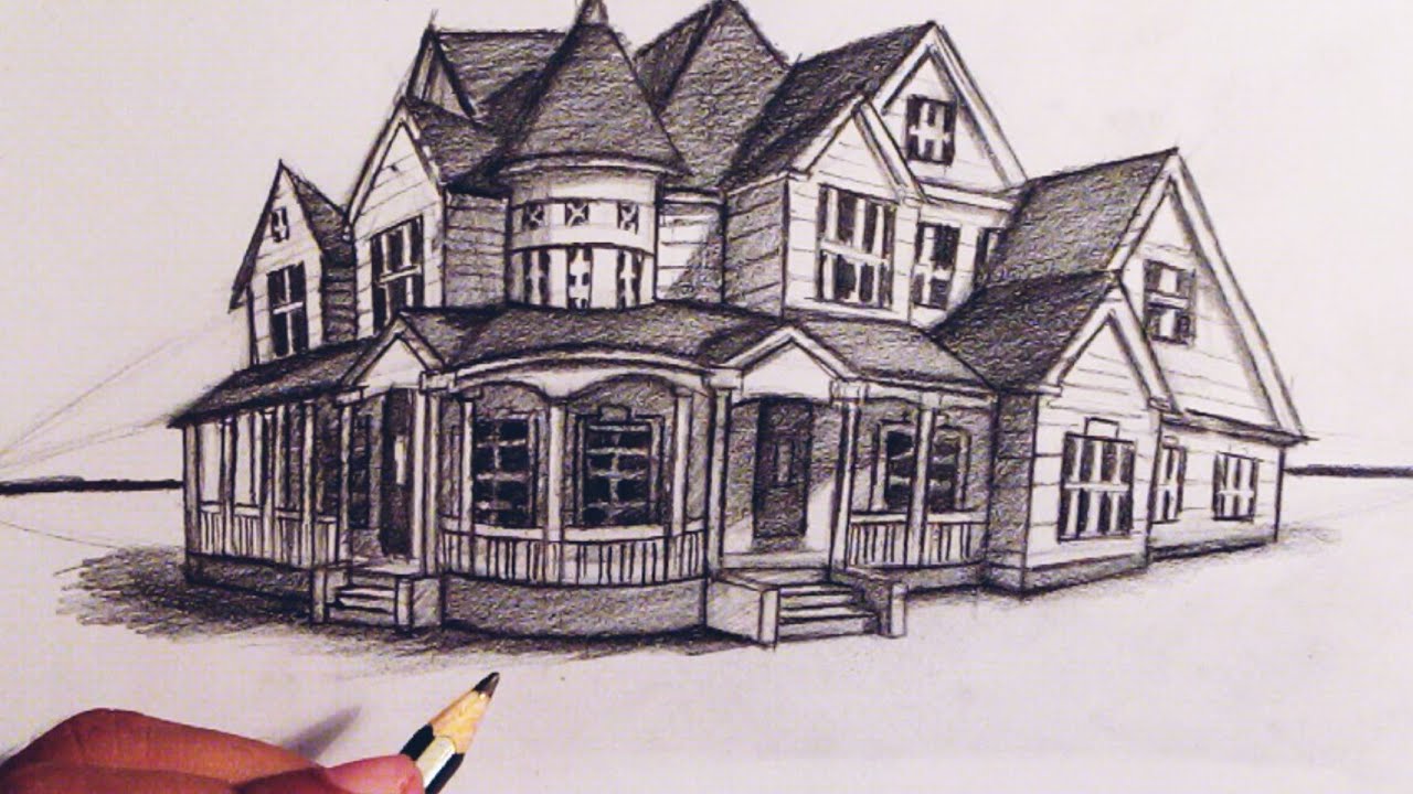 How to draw house time lapse version - YouTube