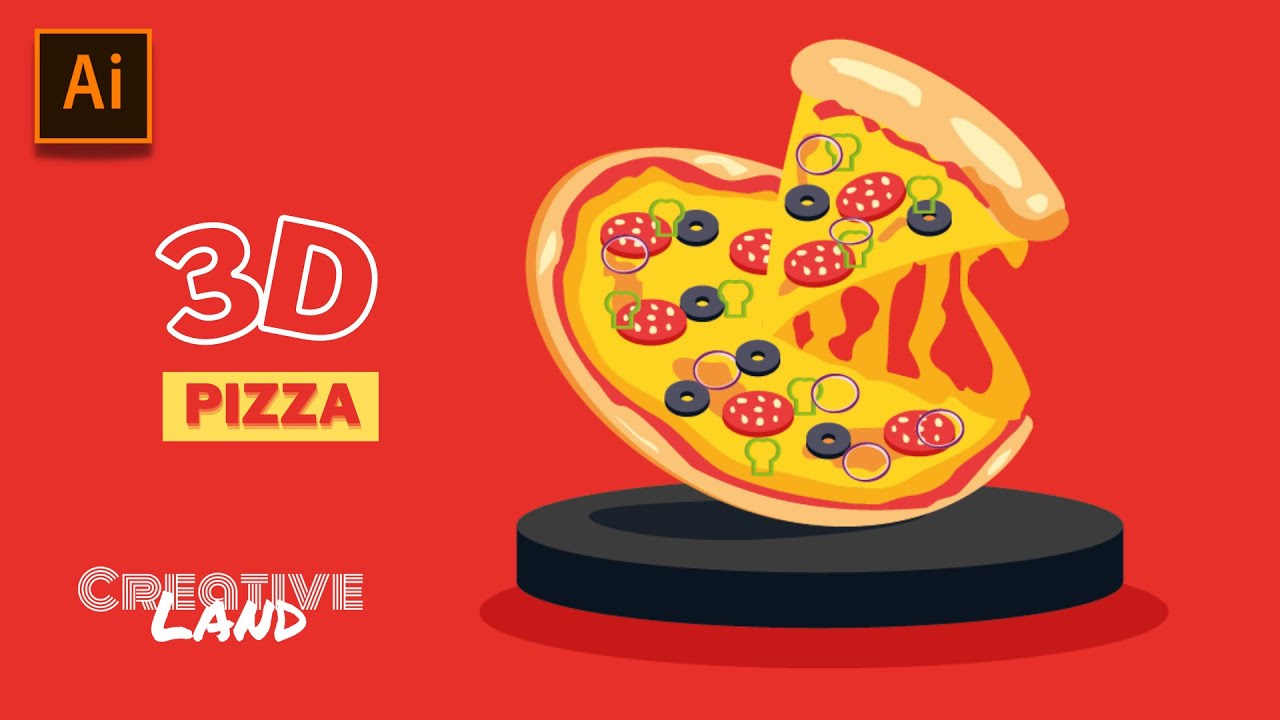 How to make 3D PIZZA In Adobe Illustrator | Adobe illustrator tutorial ...