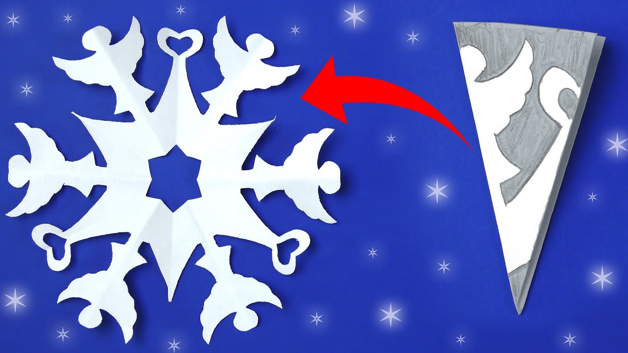 ️Christmas Angel & Heart Snowflake. ️ How to make paper snowflakes easy ...