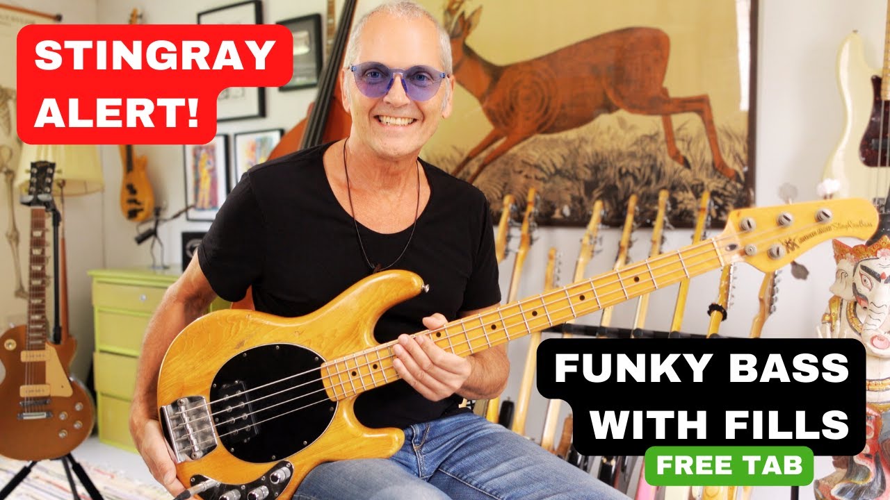 Funky bass groove in A with fills lesson - FREE PDF - YouTube