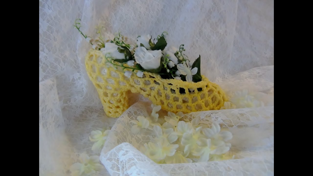 HOW TO CROCHET A VINTAGE MINIATURE HIGH HEEL SHOE PART 3 - YouTube
