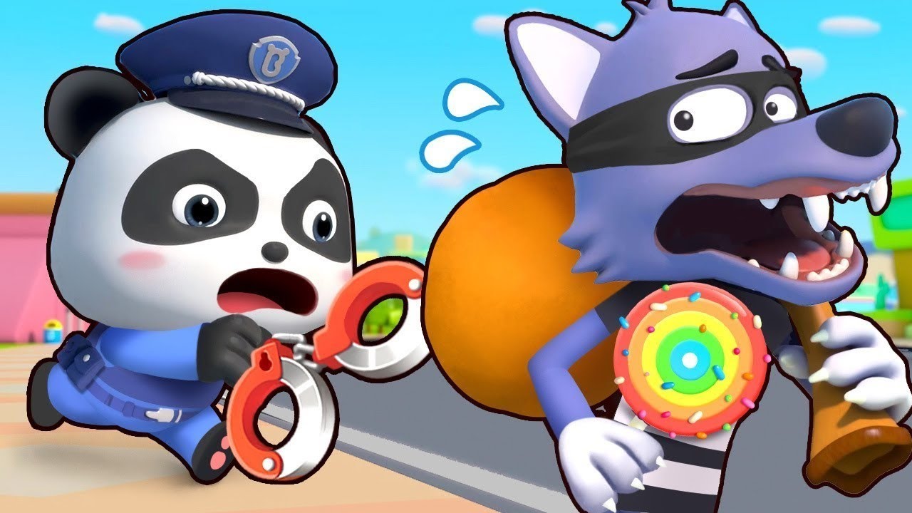 Little panda police👮 officer | Bank robbery | Caught the thief | baby ...