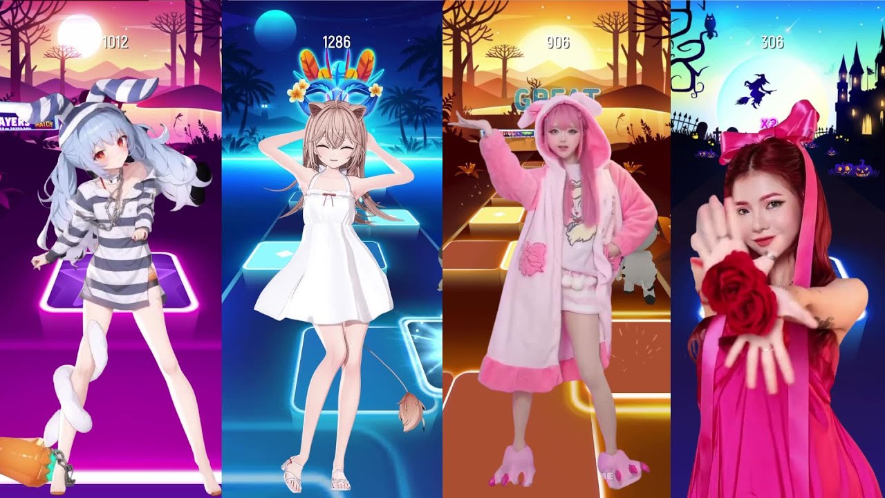 TILES HOP Dance TIK TOK Anime speed 4 lvl - YouTube