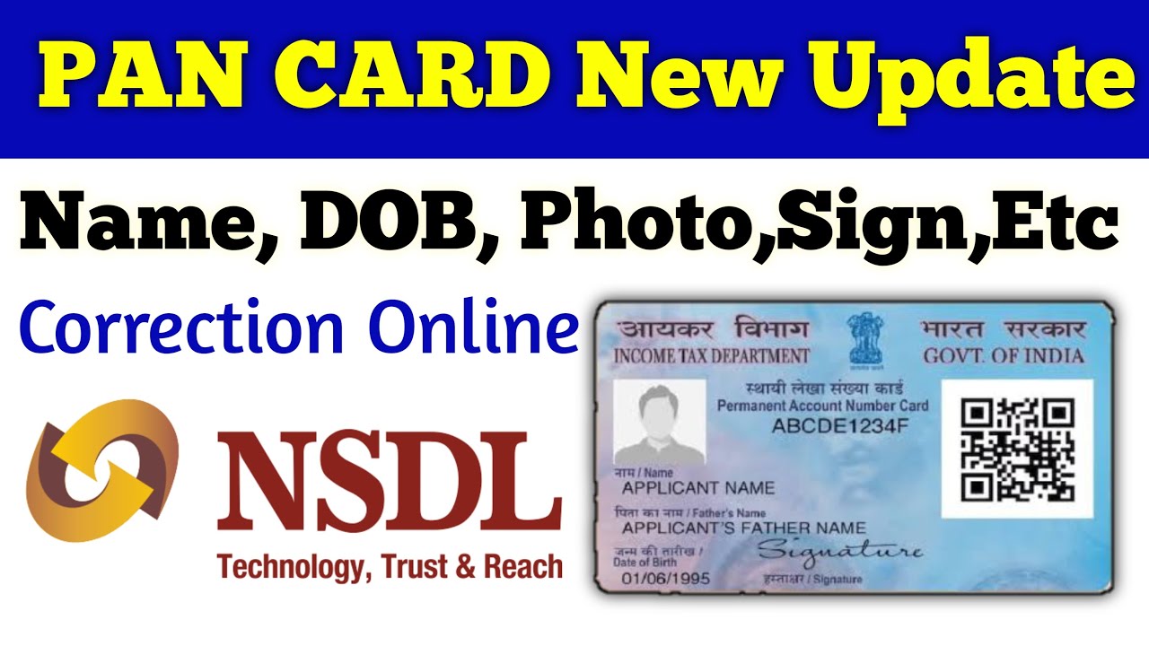 PAN Card Correction Online 2023 Full Process | PAN Card Name , D.O.B ...