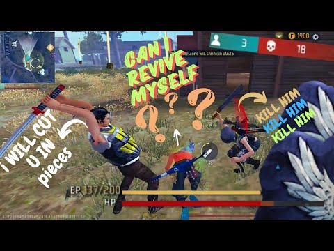 CAN I REVIVE MY SELF??? while playing solo vS squad enemy knock me down with katana👿🥶☠️ YUJI 444 ...