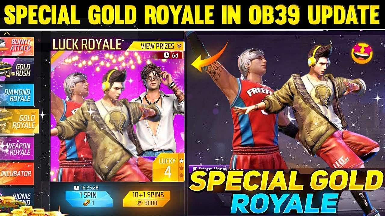 FREE FIRE SPECIAL GOLD ROYALE | NEXT GOLD ROYALE IN OB39 UPDATE FREE ...