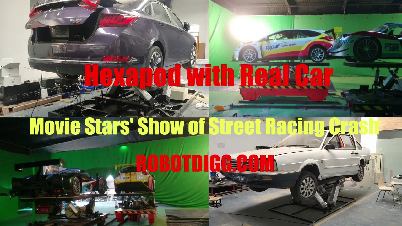 RobotDigg hexapod racing simulation with real car - YouTube
