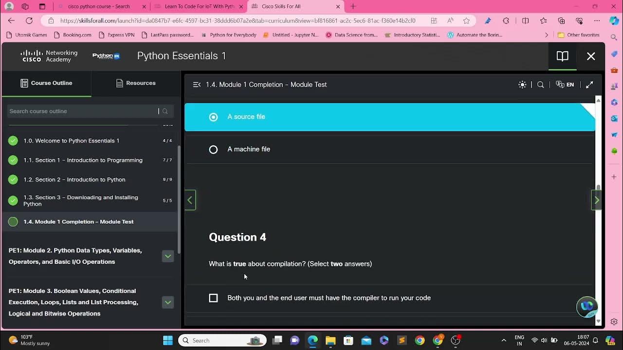 Cisco Python Course(module 1): 1.4. Module 1 Completion – Module Test ...