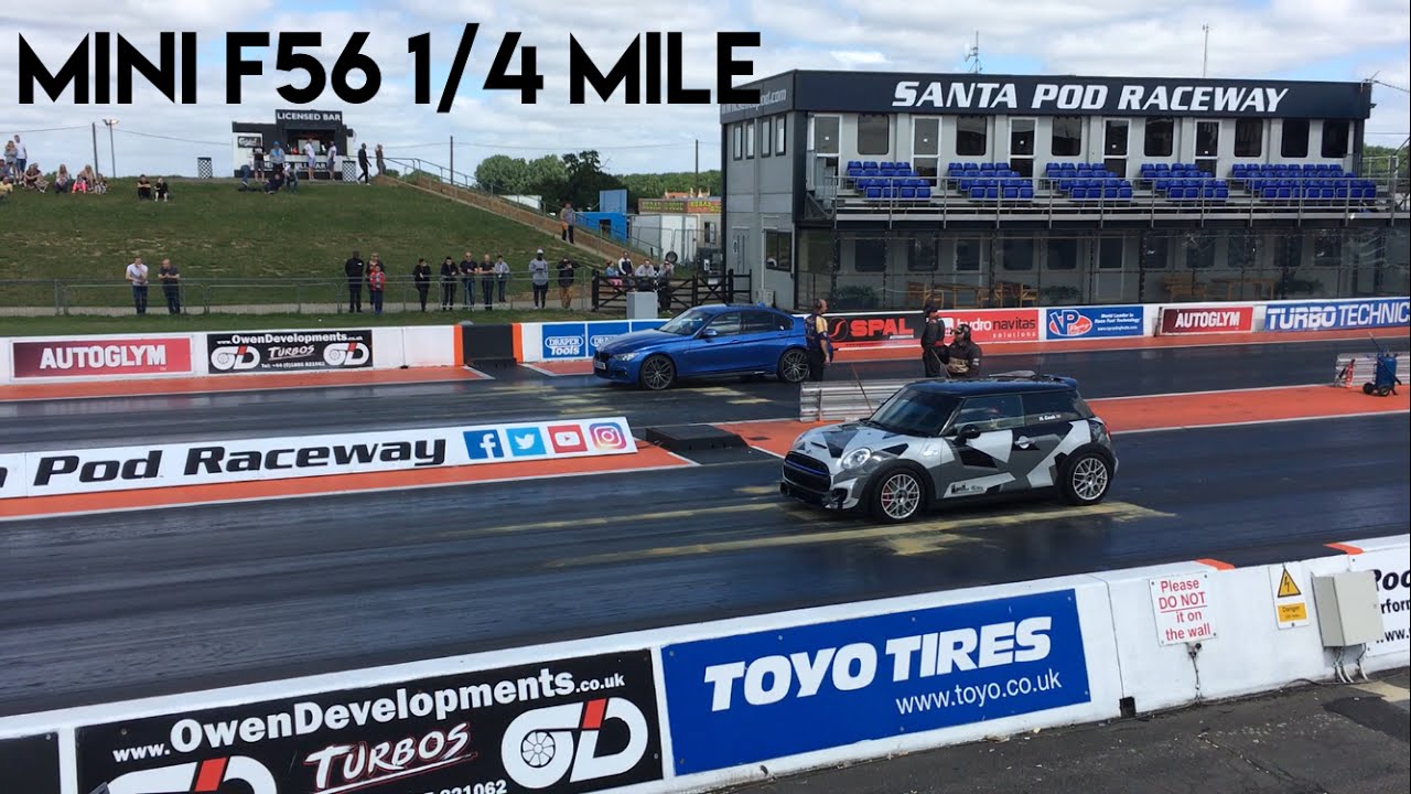 Mini F56 drag racing BMW show 2017 1/4 mile manic tuned Cooper S - YouTube