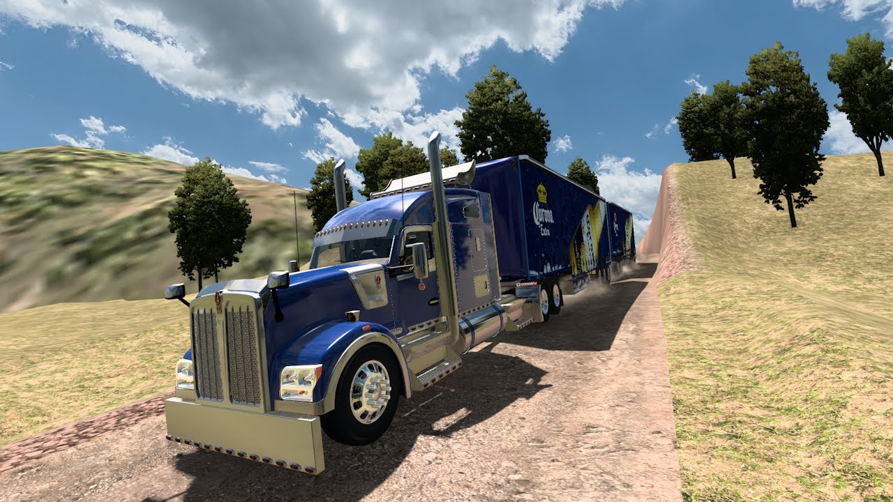 Conduciendo Una Kenworth W990 Con Doble Remolque De Cerveza Corona Por ...