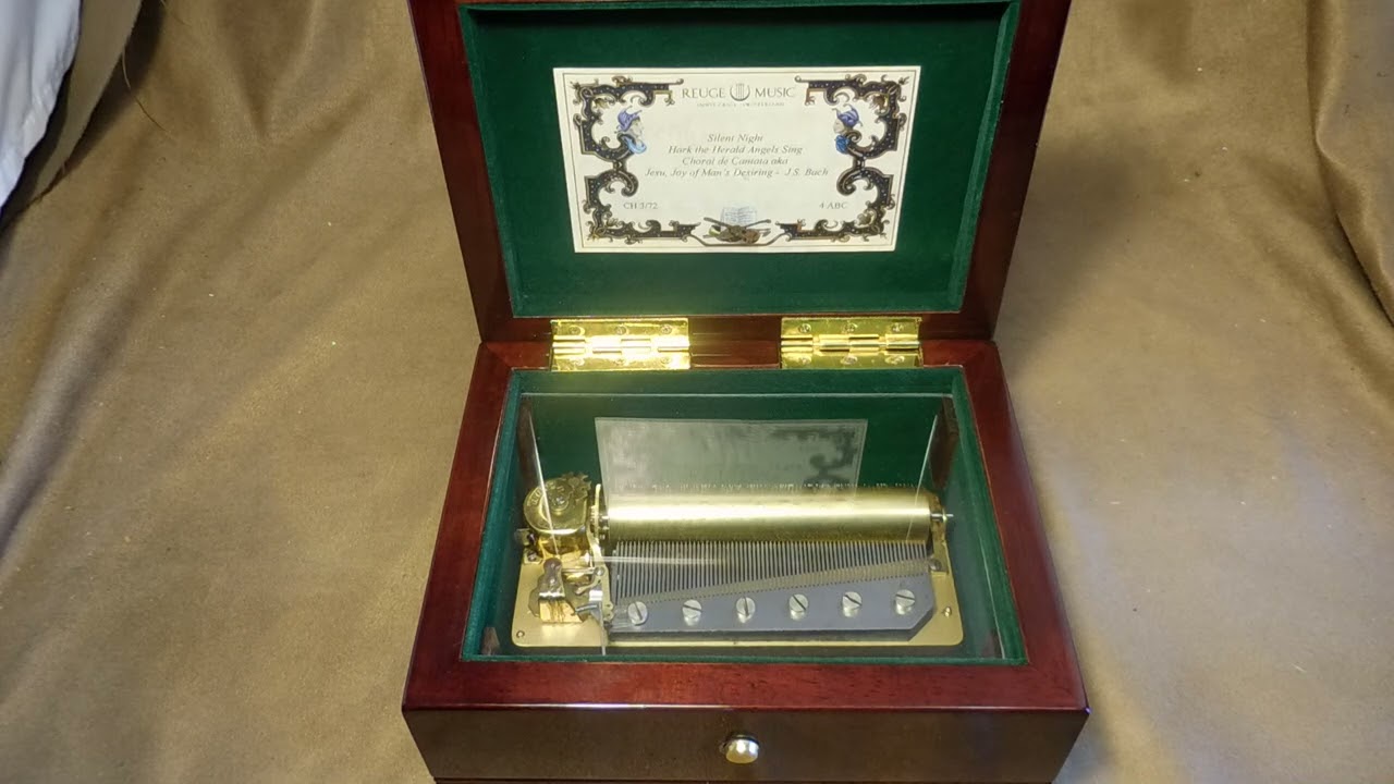 CUSTOM REUGE 72 NOTE MUSIC BOX IN CHERRY WOOD CASE/ CHRISTMAS TUNES ...