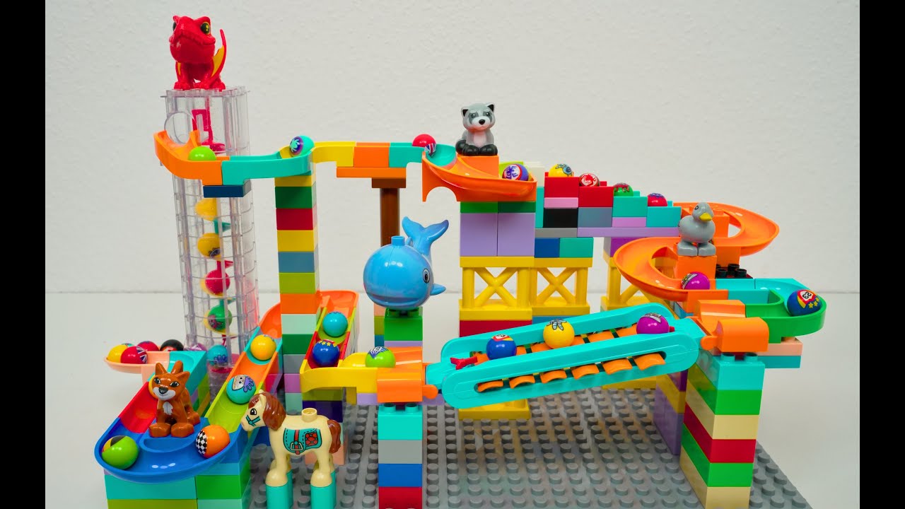 Colorful Lego Marble Run Race ASMR | Sweet Toys and interesting rolling ...
