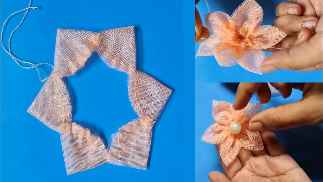 DIY: Easy tricks fabric flowers making | Net fabric flowers | Craft ...