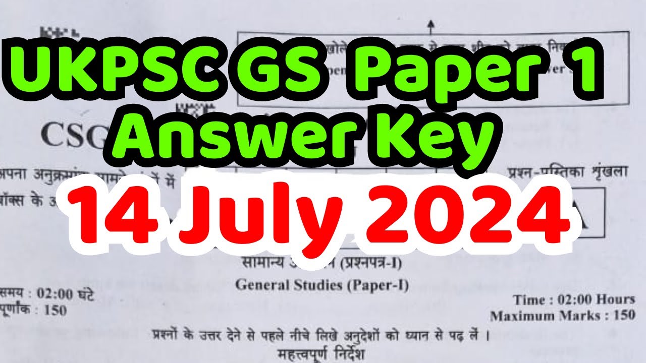 UKPSC || PCS PRE || GENERAL STUDIES || ANS KEY Pcs exam GS की Answer ...