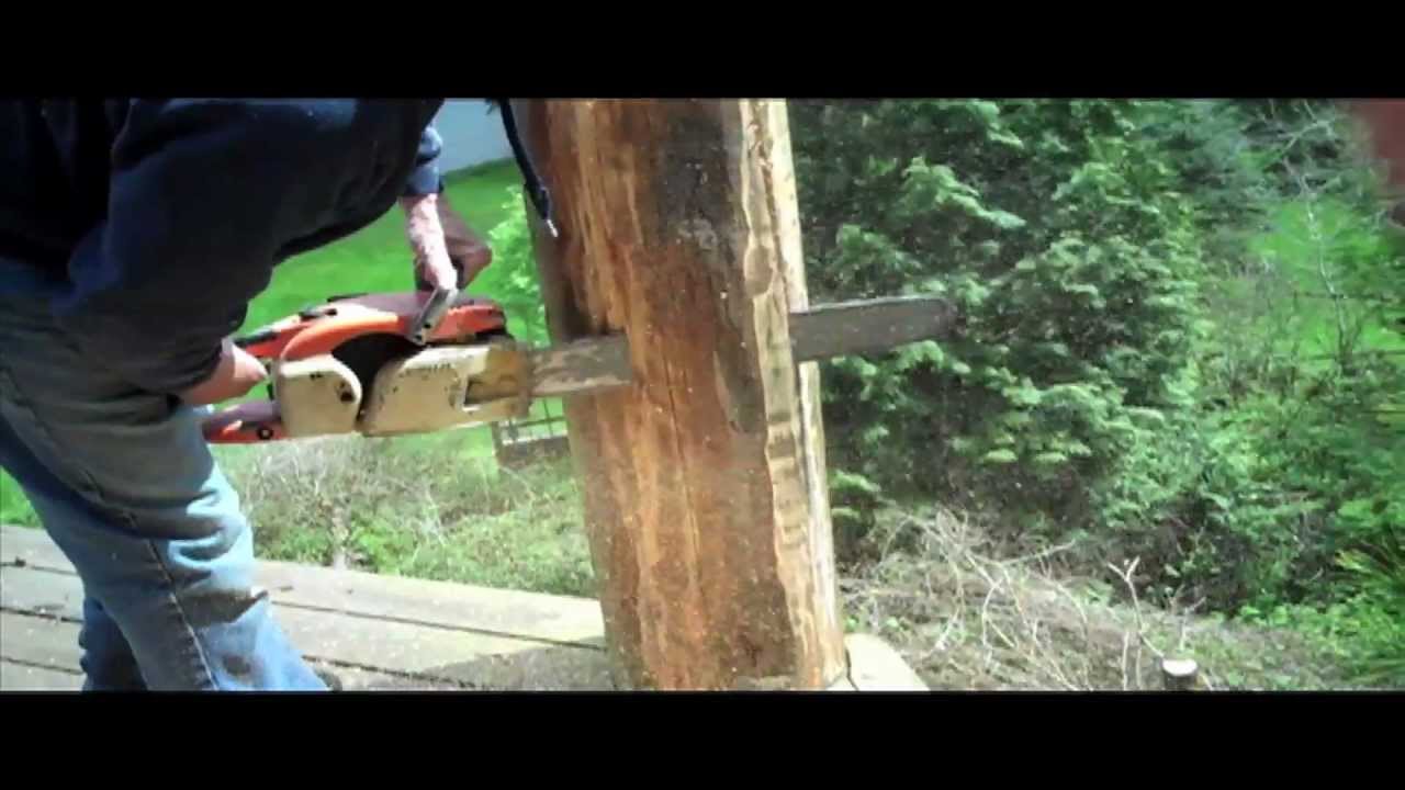 Log and Railing Replacement with Crane by West Coast Restoration - YouTube