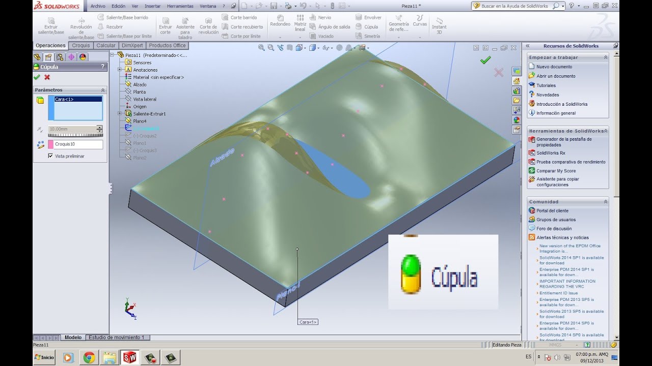 Tutorial # 17 de Solidworks ( Cupula) - YouTube
