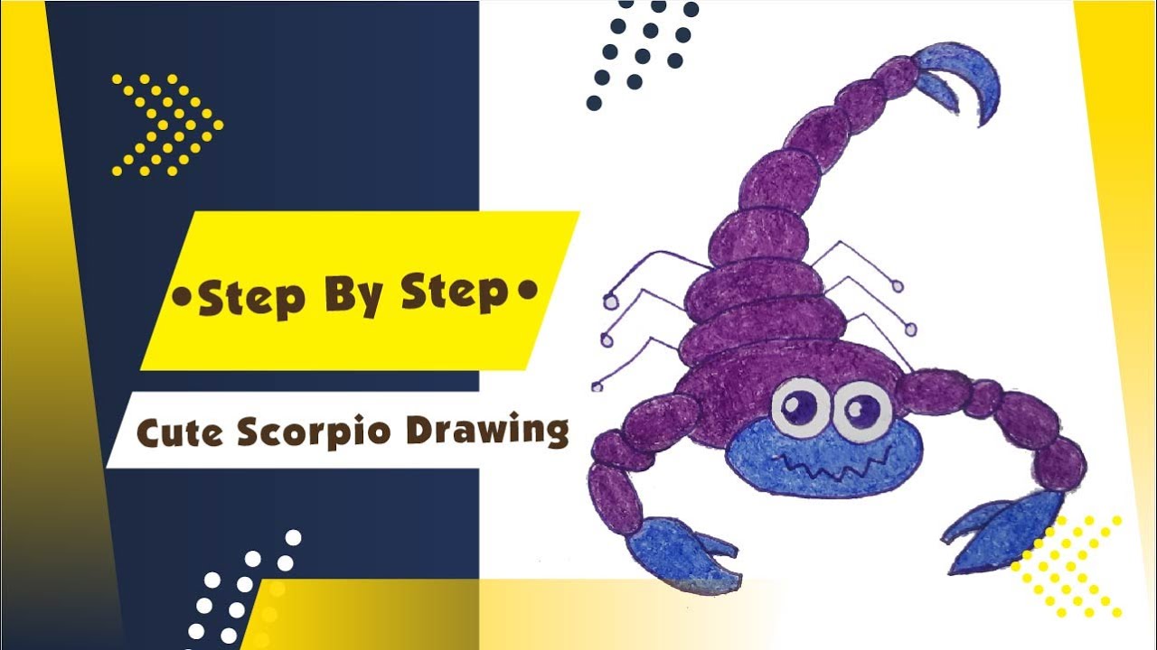 Step by step cute Scorpio drawing for beginners and children. kids ...
