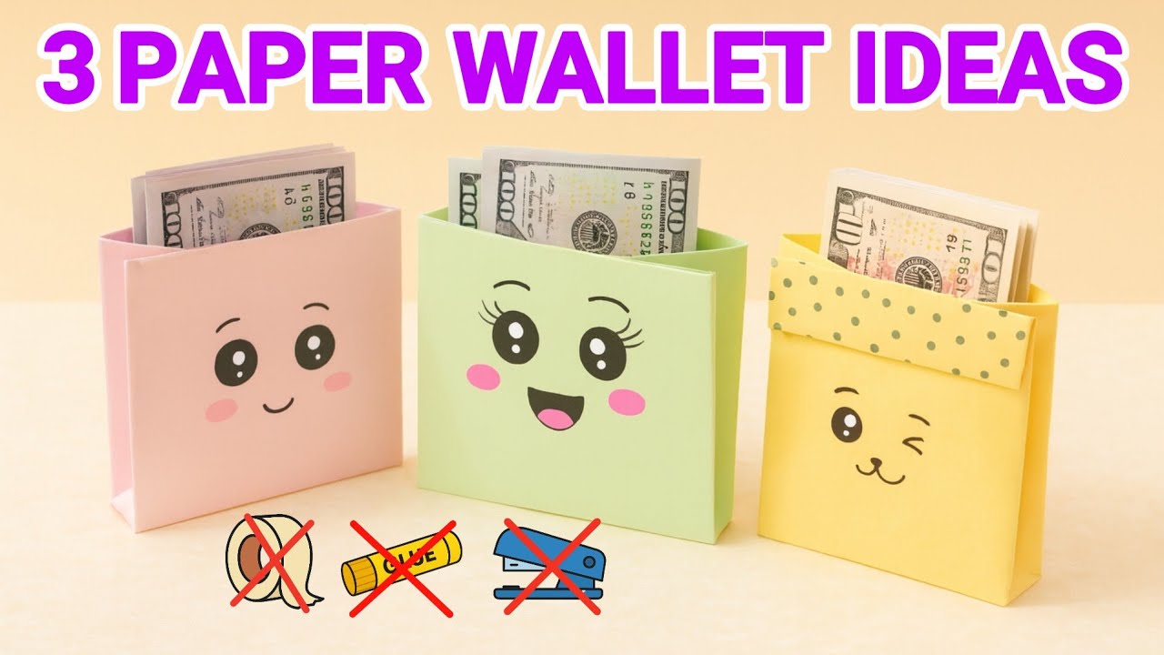 How to Make Cute Paper Wallet Without Glue | Easy Origami Wallet Ideas ...