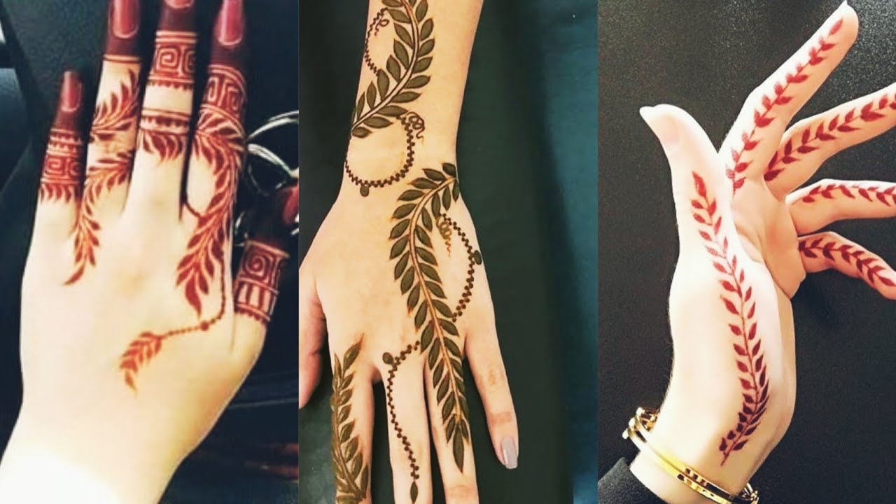 Latest leaf designs Beautiful Heena Mehndi Design || Simple Back Hand ...