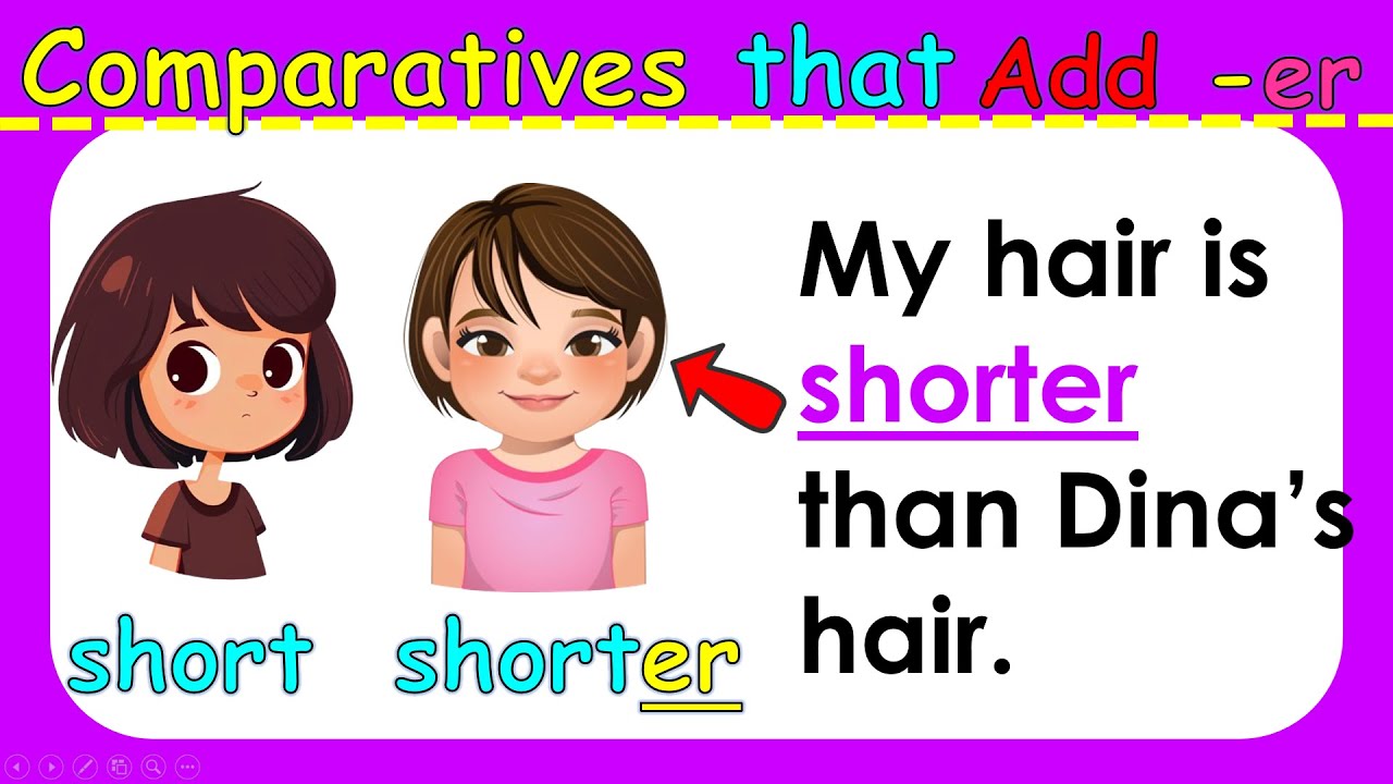COMPARATIVES that ADD -ER ll Teacher Ana Online Learning - YouTube