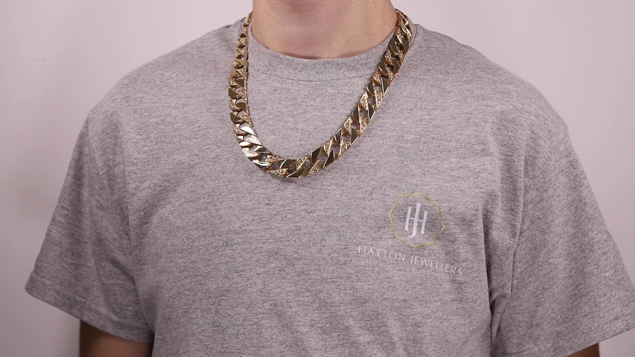 B6_24 - 9ct Gold Solid Square Curb Chain - 16mm - YouTube