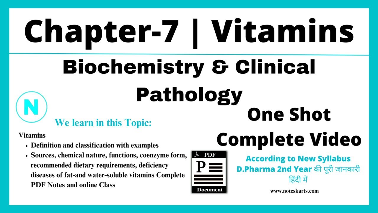 Biochemistry Chapter-7 Vitamins | Classification with Examples | Fat ...