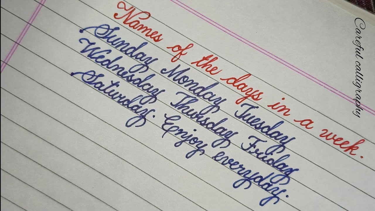 How To Write Days Name In Cursive Handwriting #cursivehandwriting # ...