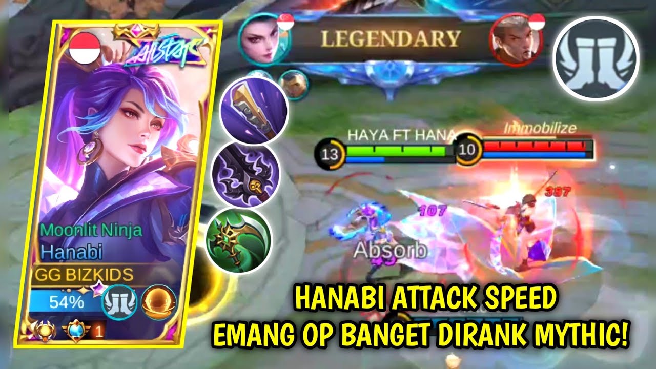 HANABI ATTACK SPEED EMANG OP BANGET DIRANK MYTHIC! DAMAGENYA SAKIT ...