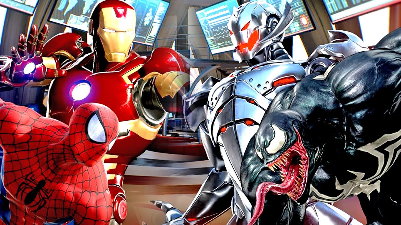 Iron Man & Spider-Man vs Ultron & Venom (Hardest AI CPU) - Marvel vs ...