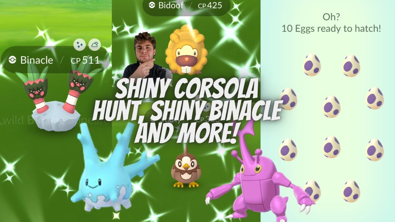 Shiny Corsola Hunt, Shiny Binacle and More in Pokemon Go! - YouTube