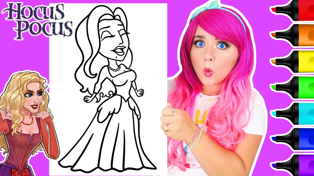 Coloring Hocus Pocus Sarah Sanderson Cute Coloring Page | Ohuhu Art ...
