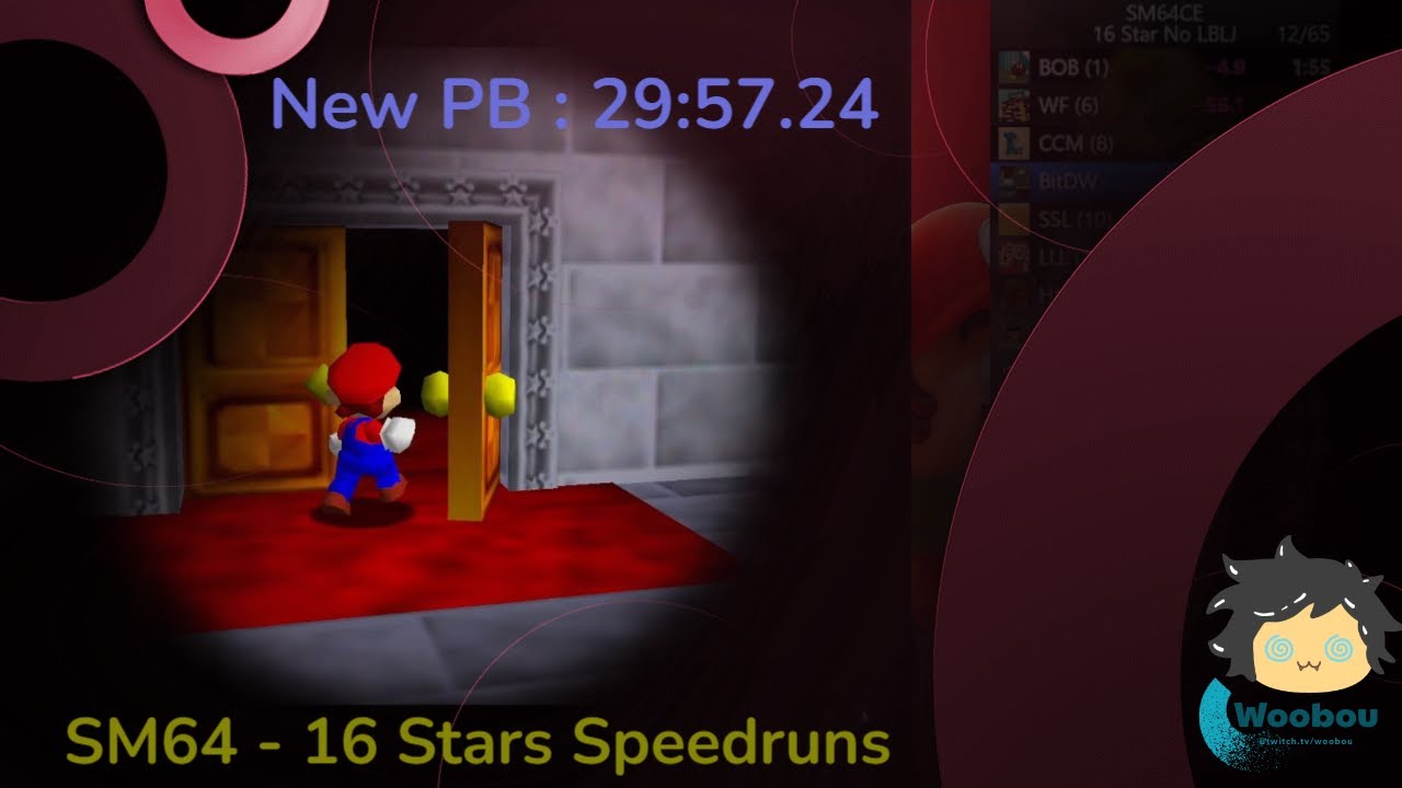SM64 - PJ64 3.0 EMU USA - 16 Stars - Woobou - PB 29:57.24 - YouTube