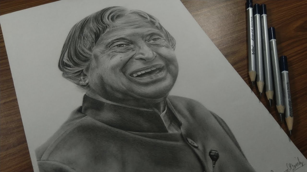APJ Abdul Kalam Drawing || How to draw APJ Abdul Kalam - YouTube