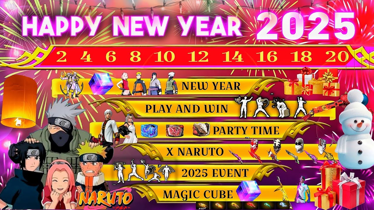FF Max 🔥 New Year 2025 🥳 Free Rewards | Event Free Fire Calendar | FF ...