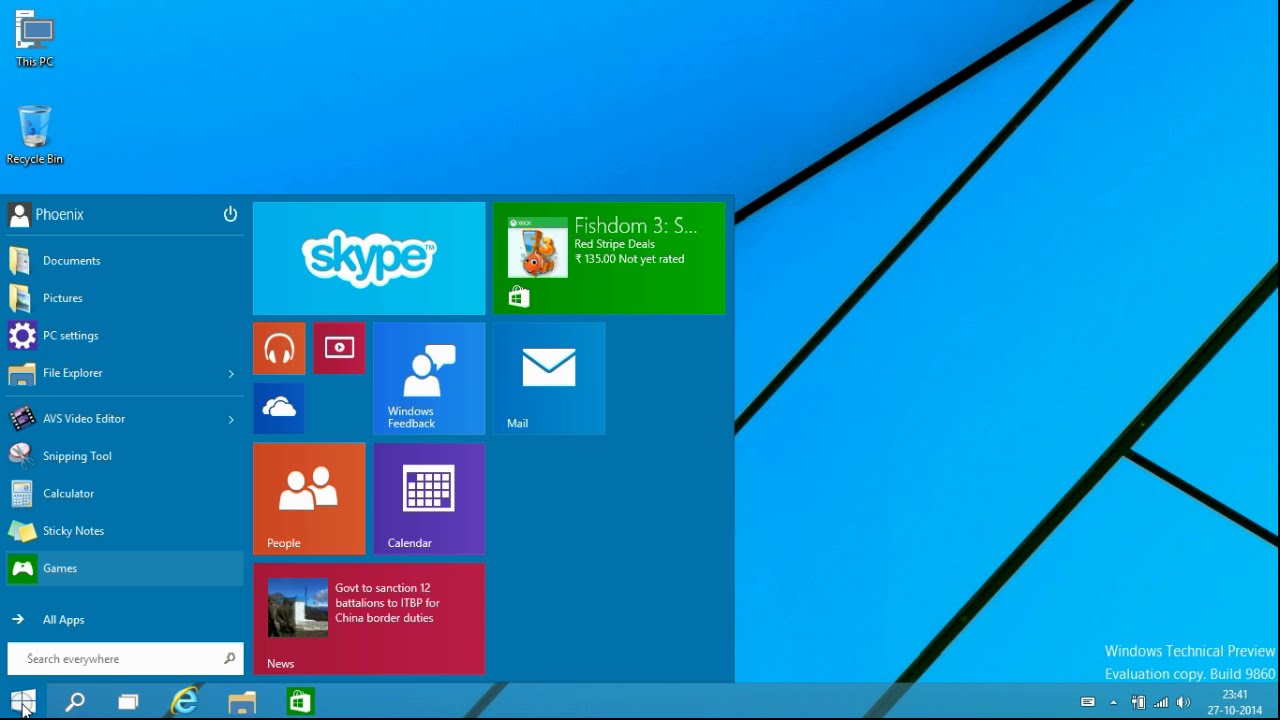 Windows 10 previews with 1st update Build 9860 - YouTube