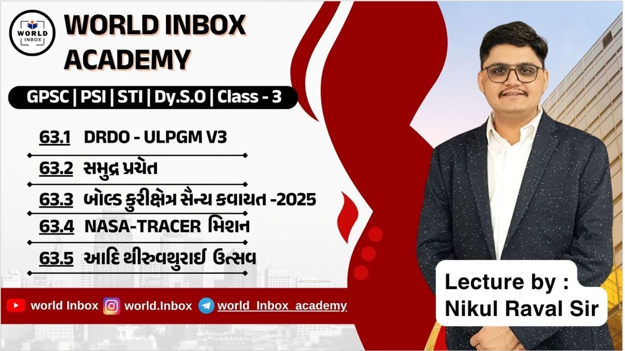 Current Affairs 2025 | Part - 63 Lecture By Nikul Raval Sir | World ...