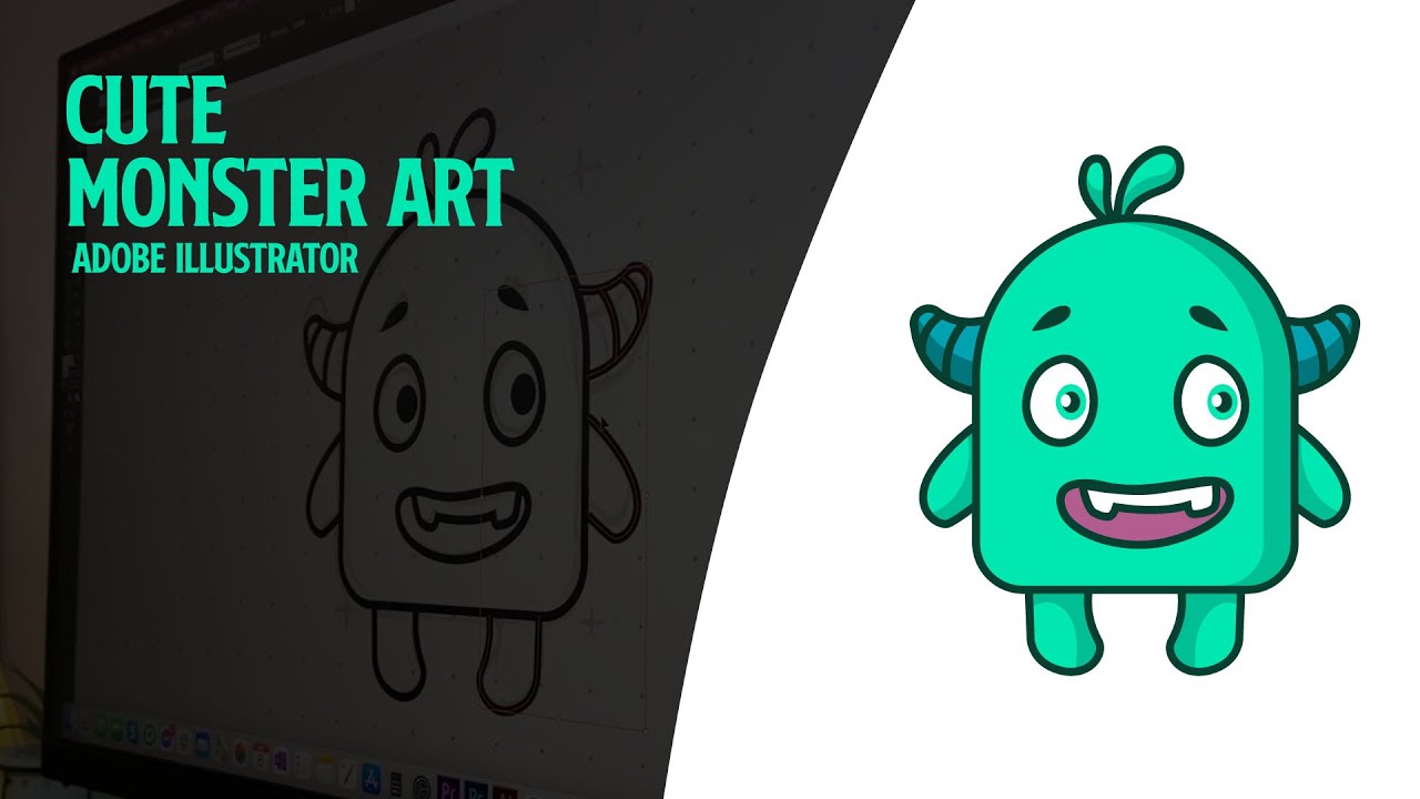 Cute Monster Art workflow- Adobe Illustrator - YouTube