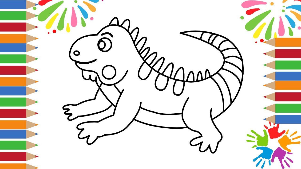 How to Draw Iguana | Iguana Drawing easy for kids | Drawing of Iguana ...