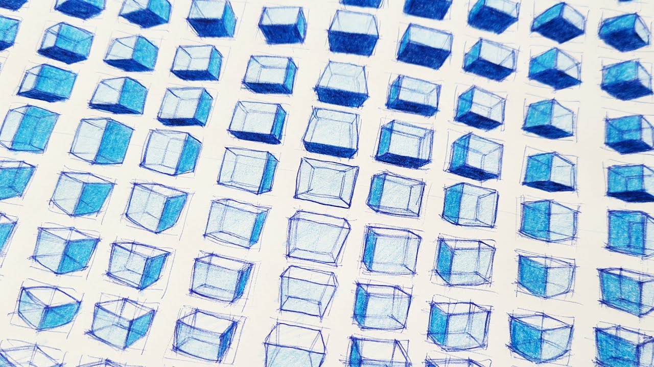 Easy Shading Box Rotation Exercise With Colored Pencils - YouTube