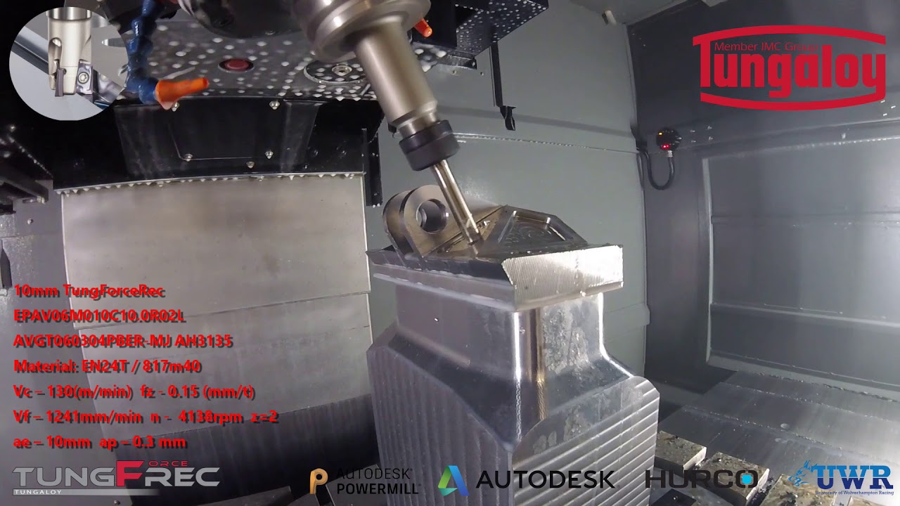 Pocketing EN24T with 10mm TungForceRec from Tungaloy using PowerMill ...