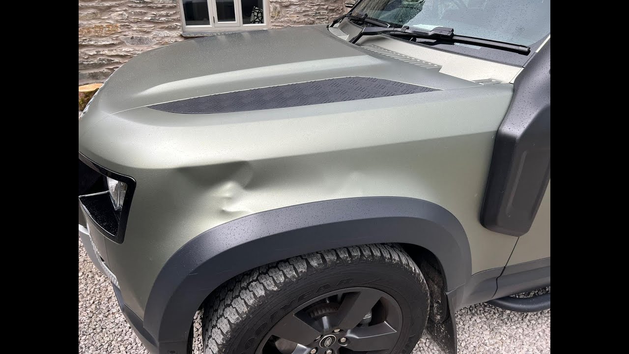 New (2022) Defender front wing with factory fitted Matt Wrap - YouTube